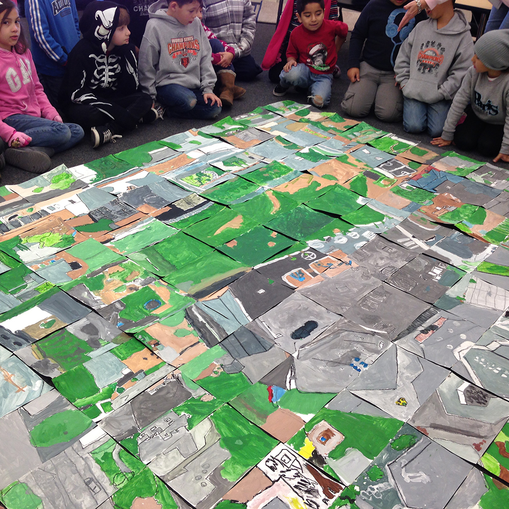 Rocks and Soil (2nd grade) session 9 / Painting a Google Earth view of ...